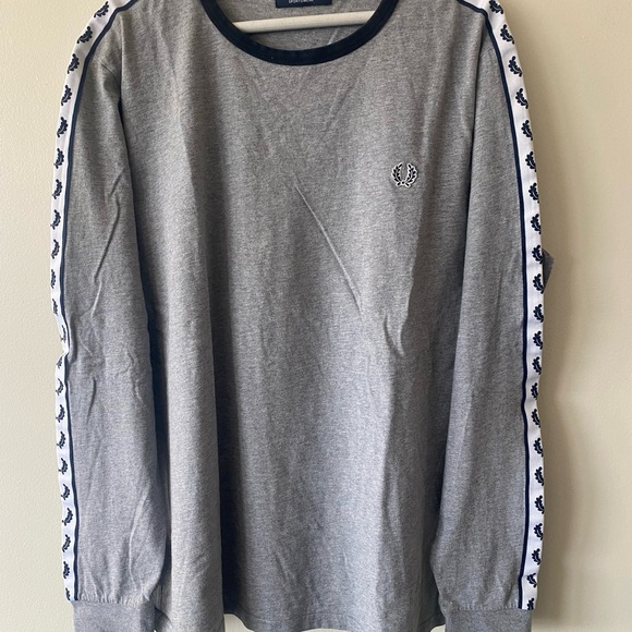 Fred Perry | Shirts | Fred Perry Grey Taped Ringer Long Sleeve 9s 2000s ...